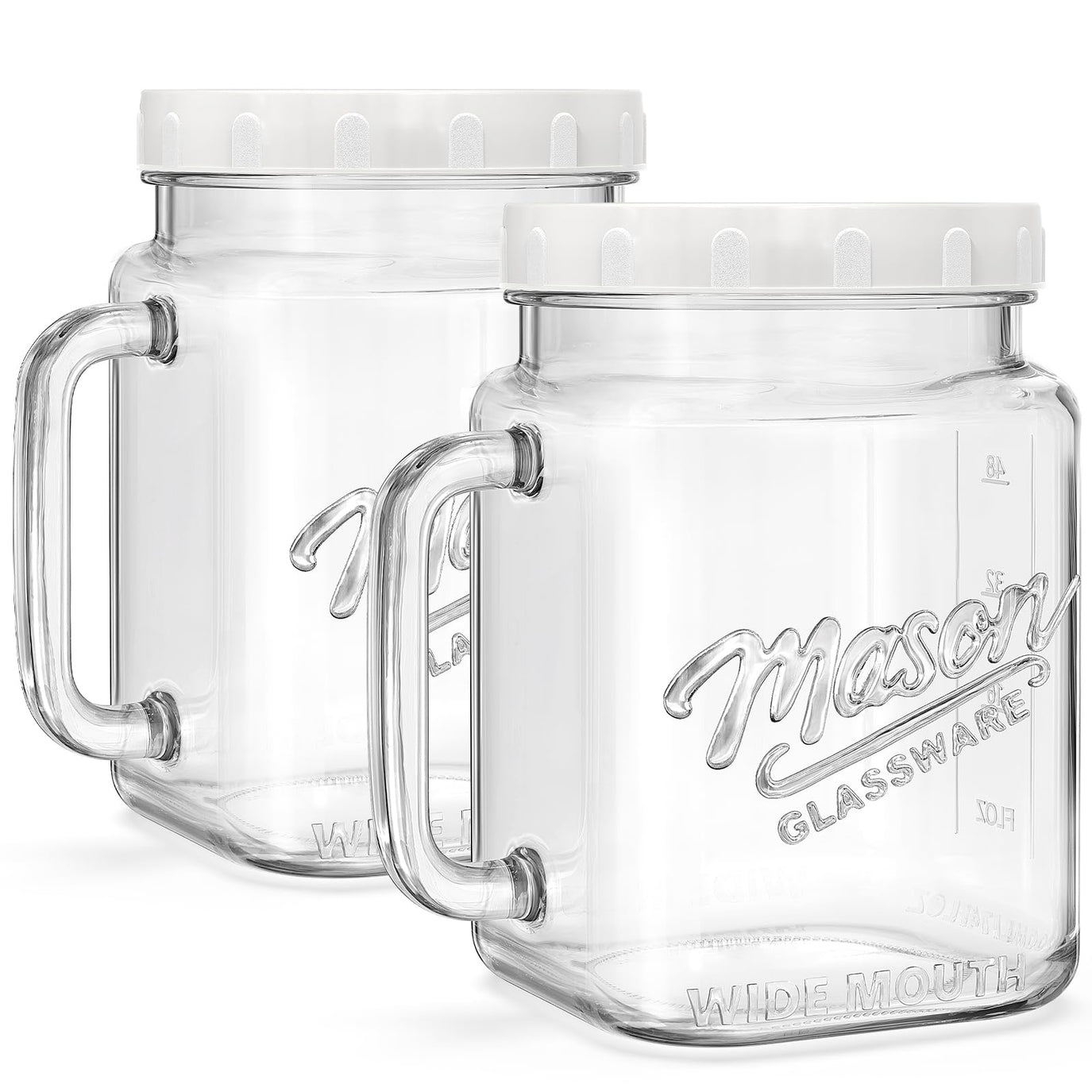 2 Pcs 74 Oz Super Large Mason Jars With Glass Handle & Screw Lid – Syntic