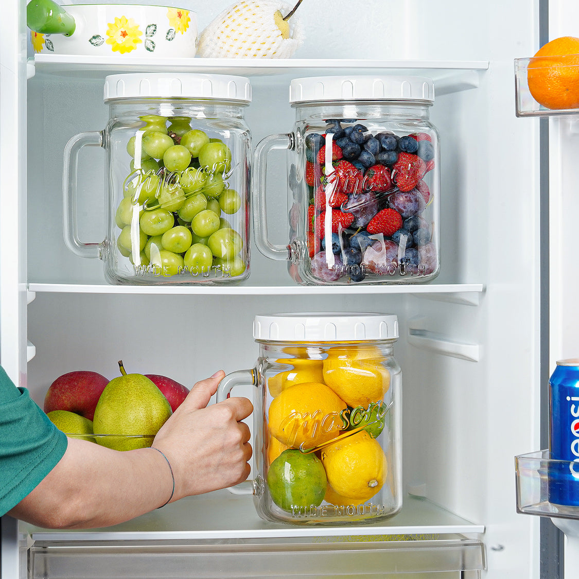 2 Pcs 74 Oz Super Large Mason Jars With Glass Handle & Screw Lid – Syntic