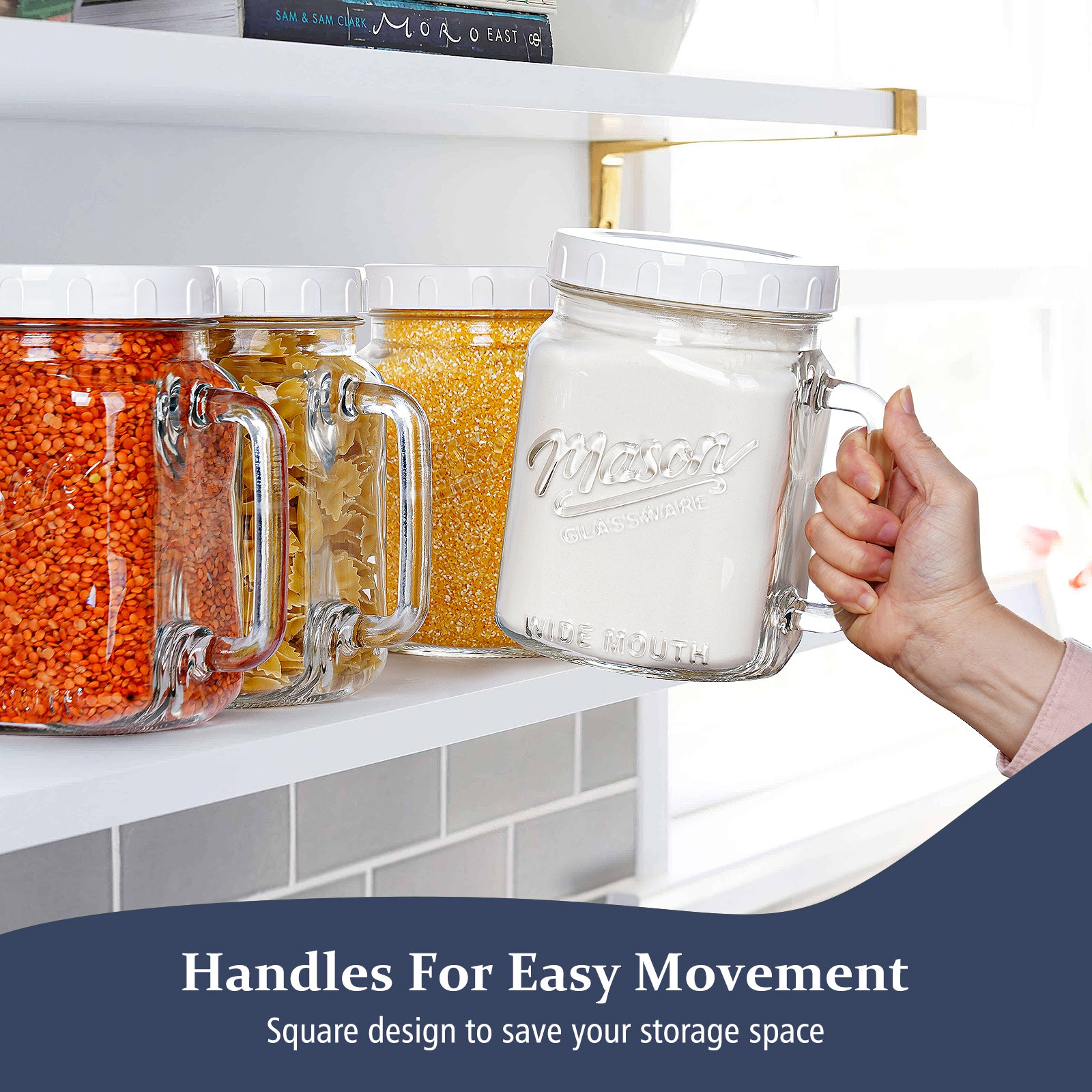 2 Pcs 74 Oz Super Large Mason Jars With Glass Handle & Screw Lid – Syntic